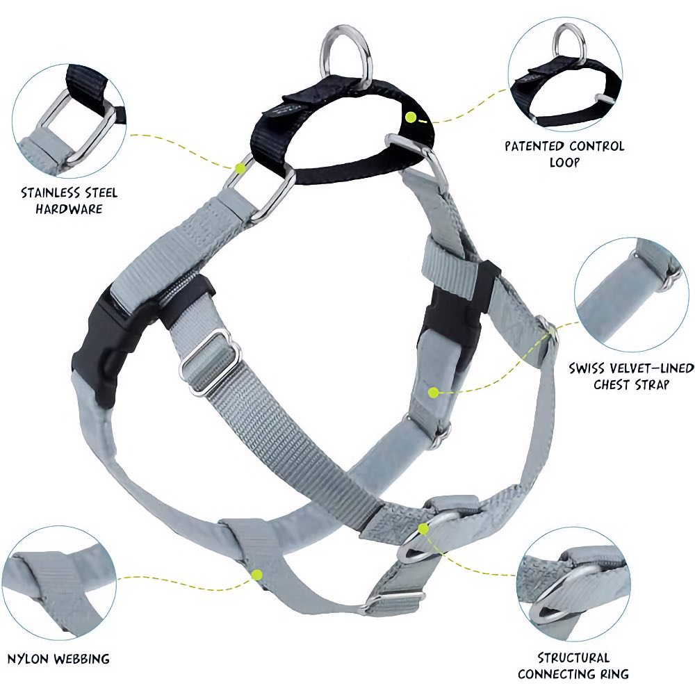 2 Hounds Design Freedom No-Pull Dog Harness & Leash - Silver | Kohepets