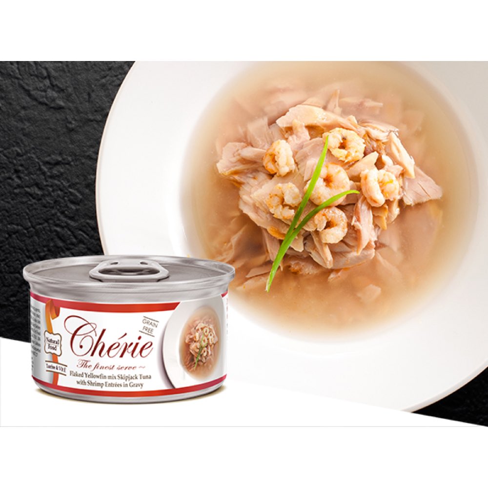 Cherie Flaked Yellowfin mix Skipjack Tuna with Shrimp Entrées in Gravy ...