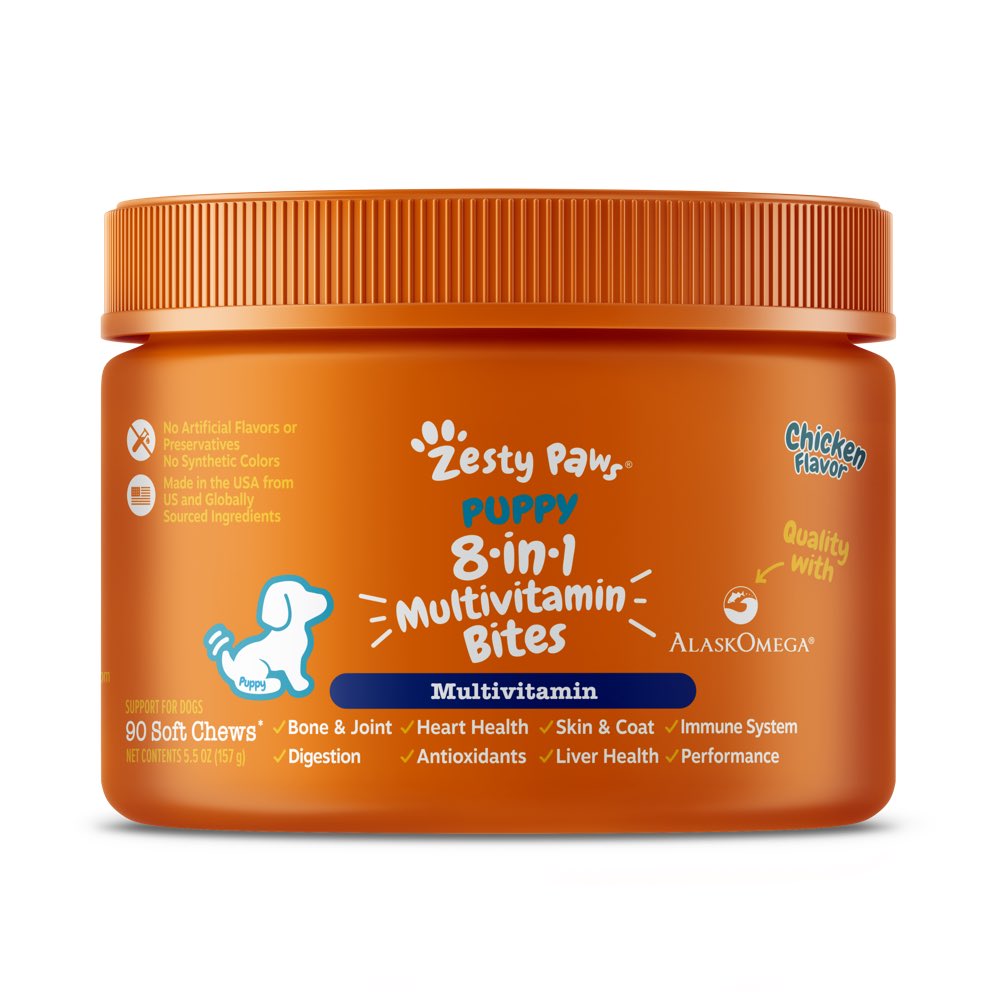 Zesty Paws Puppy 8-in-1 Bites Multivitamin Chicken Flavor Dog ...