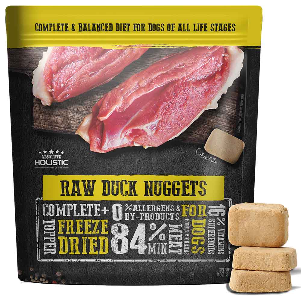 Absolute Holistic Raw Duck Nuggets Complete Freeze Dried Dog Food ...