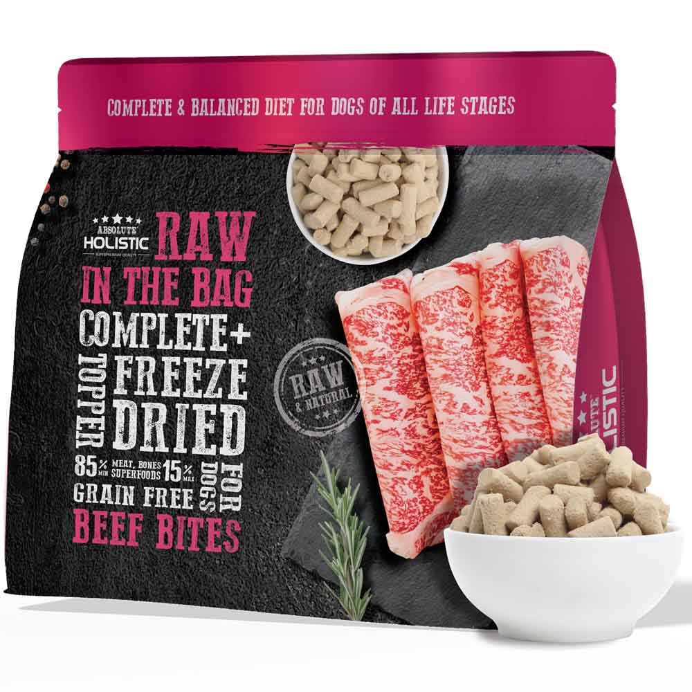 Absolute Holistic Raw in the Bag Beef Bites Complete Freeze Dried Dog ...