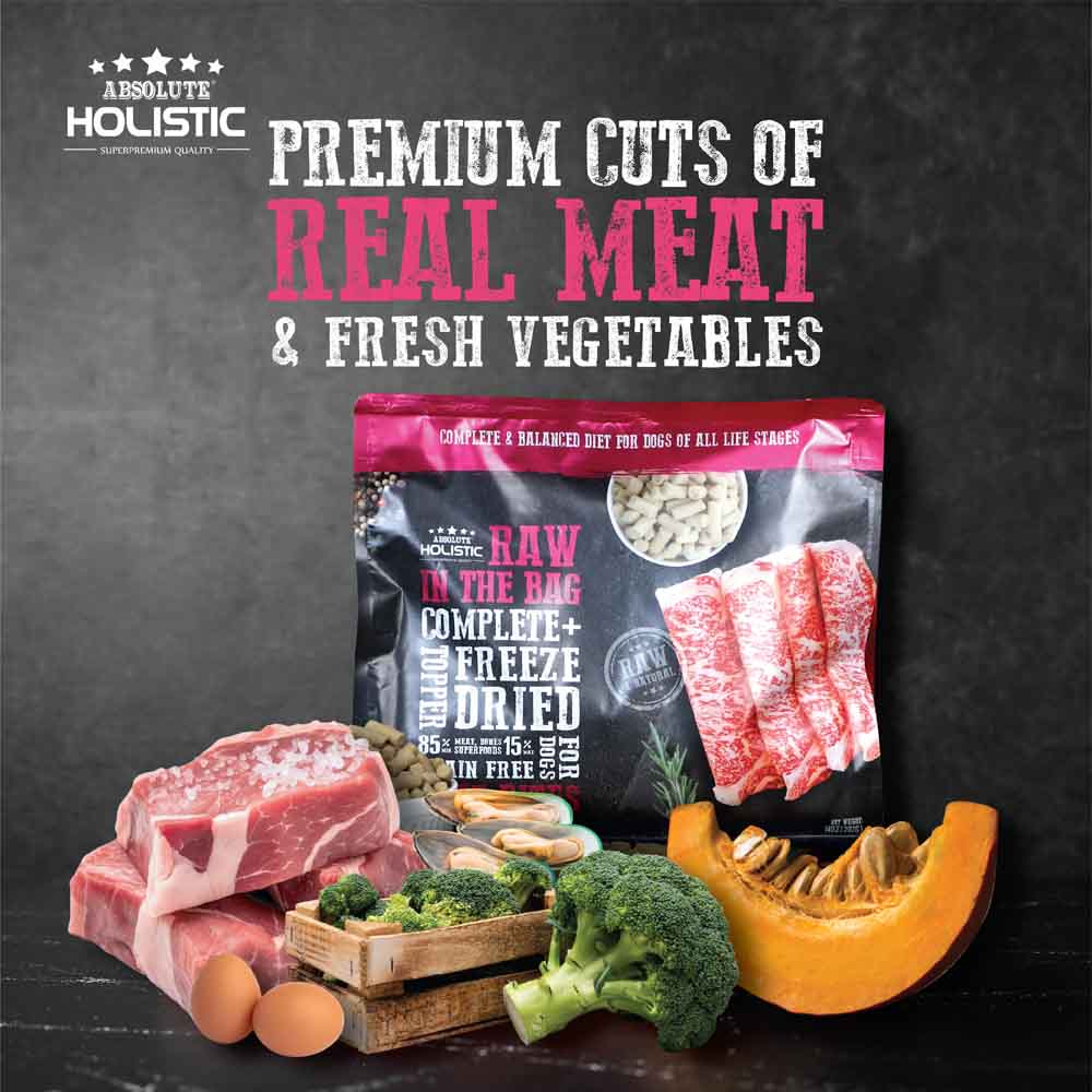 Absolute Holistic Raw in the Bag Beef Bites Complete Freeze Dried Dog ...