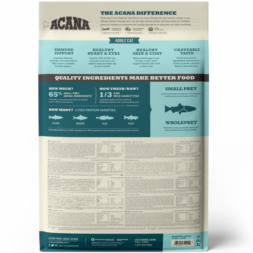 ACANA Freeze-Dried Coated Bountiful Catch Grain-Free Dry Cat Food ...