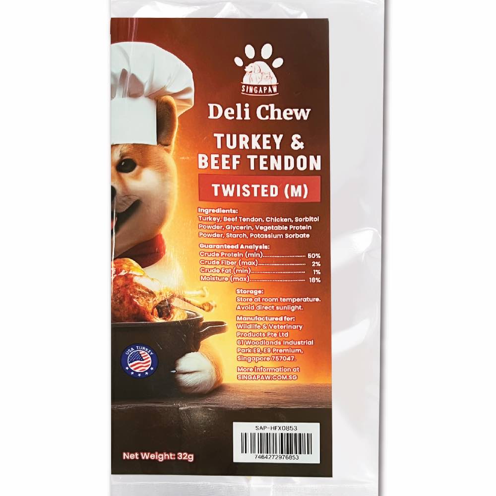 Singapaw Deli Chew Turkey & Beef Tendon Twisted Dog Treats | Kohepets