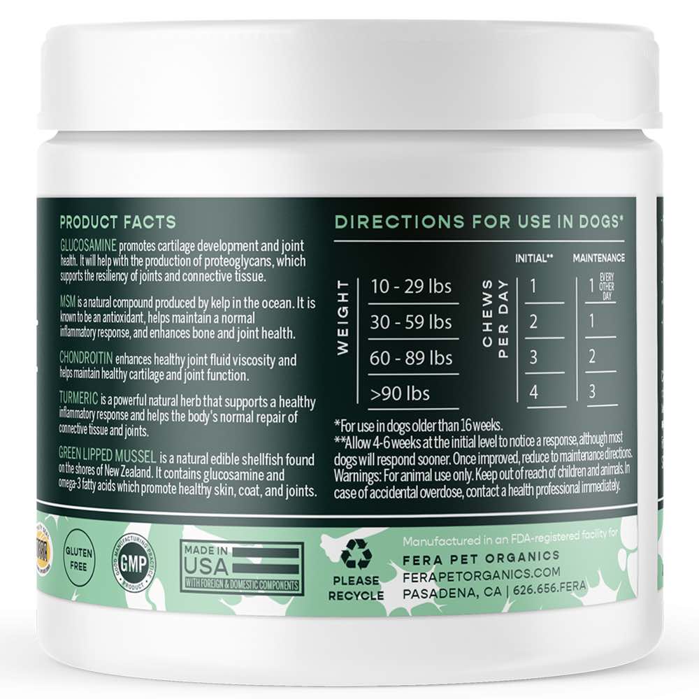 Fera Pets Hip + Joint Dog Supplement Chews 90ct | Kohepets