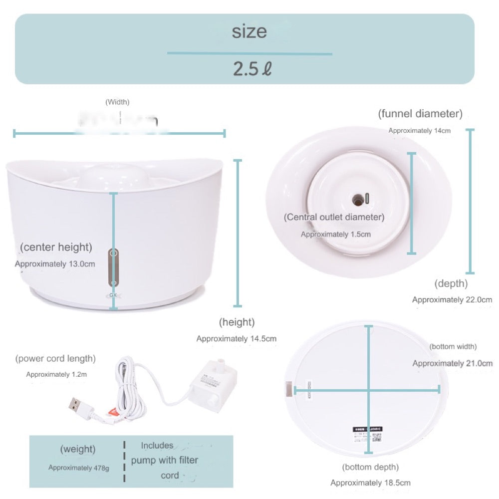 GEX Pure Crystal Well Cat Drinking Fountain 2.5L (White) | Kohepets