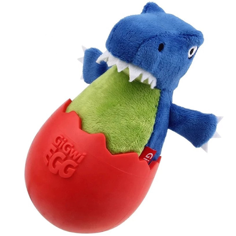 GiGwi Egg Wobble TPR & Plush Dog Toy (Dino) | Kohepets