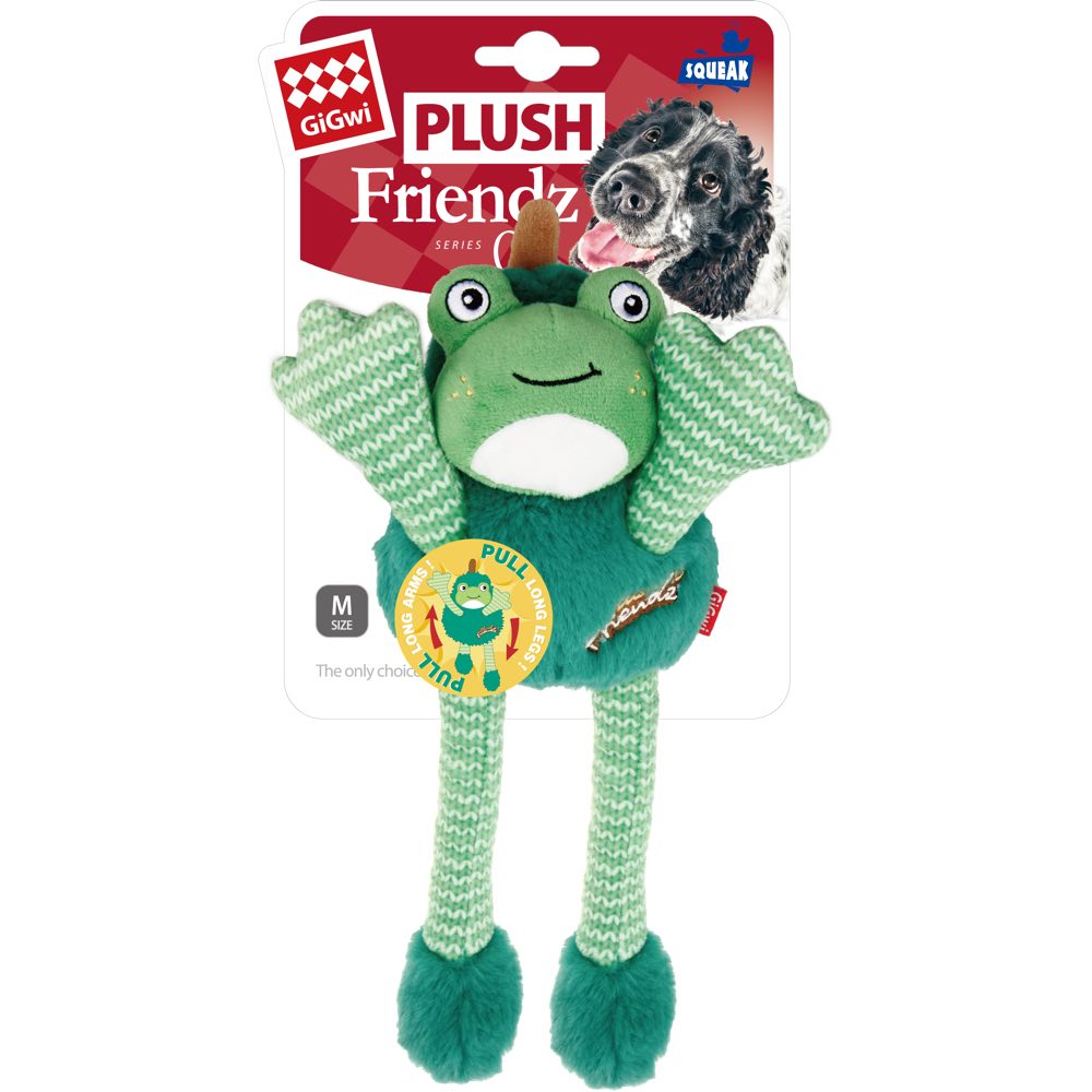 GiGwi Plush Friendz Long Dog Toy (Avocado Frog) | Kohepets
