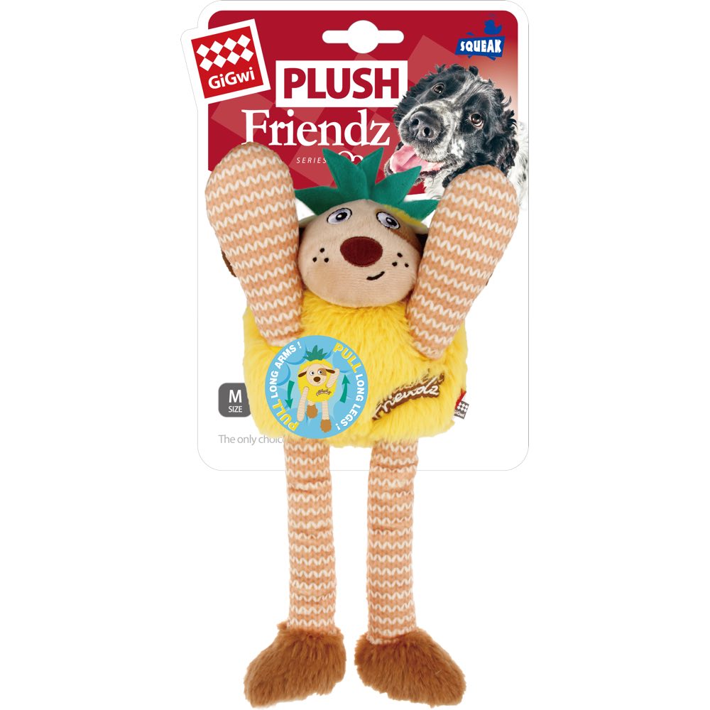 GiGwi Plush Friendz Long Dog Toy (Pineapple Dog) | Kohepets