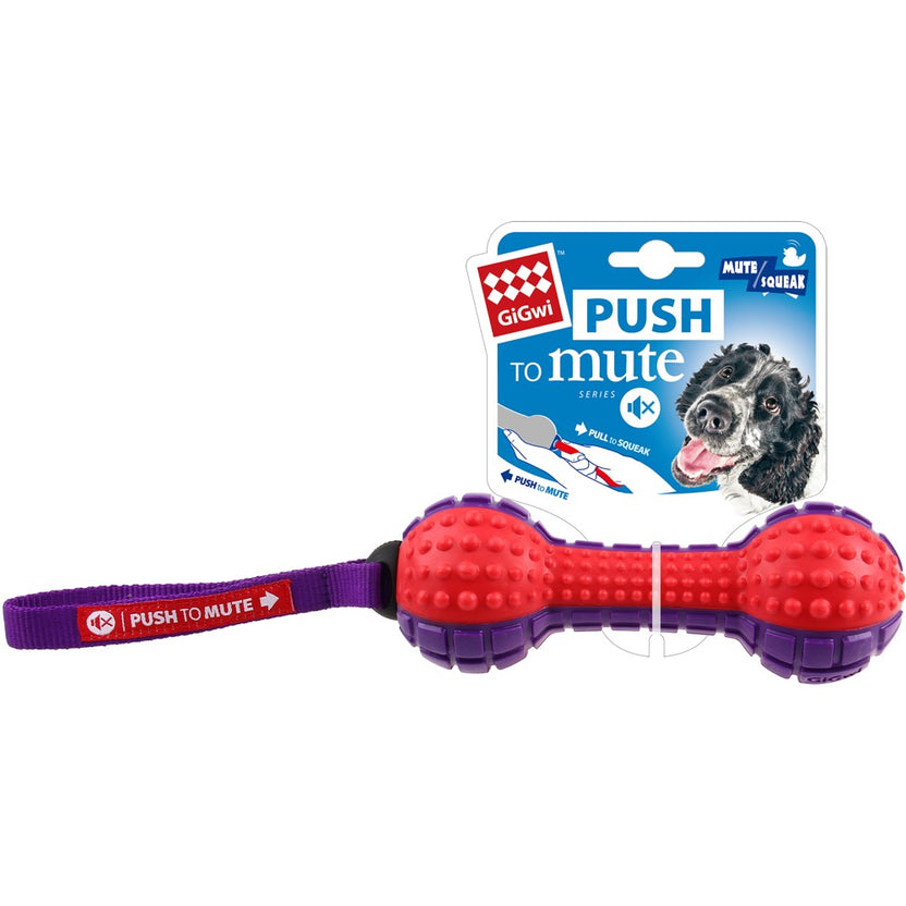 GiGwi Push To Mute Dumbbell Dog Toy (Red/Purple) | Kohepets