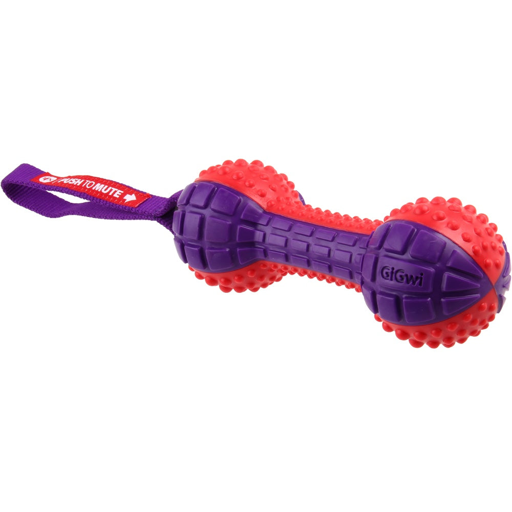 GiGwi Push To Mute Dumbbell Dog Toy (Red/Purple) | Kohepets
