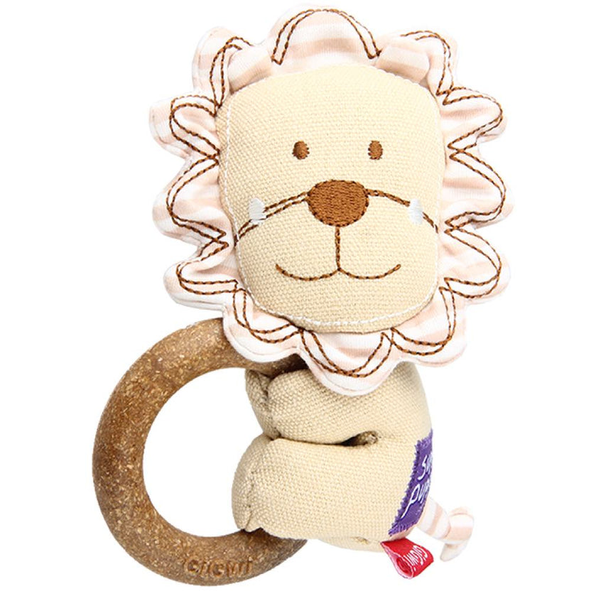 GiGwi Suppa Puppa Wooden Ring Plush Dog Toy (Lion) | Kohepets