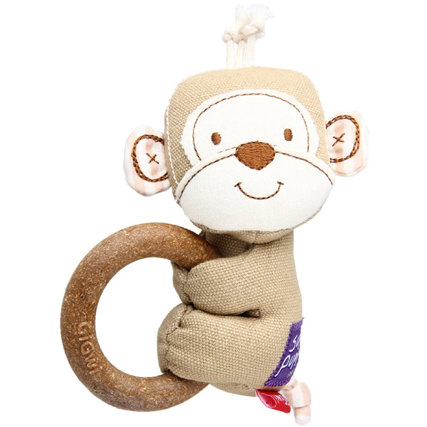 GiGwi Suppa Puppa Wooden Ring Plush Dog Toy (Monkey) | Kohepets
