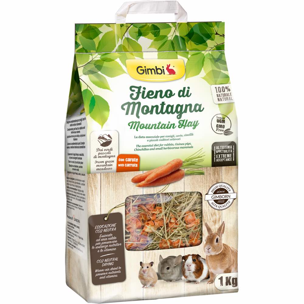 Gimbi Mountain Hay With Carrots For Small Animals 1kg | Kohepets