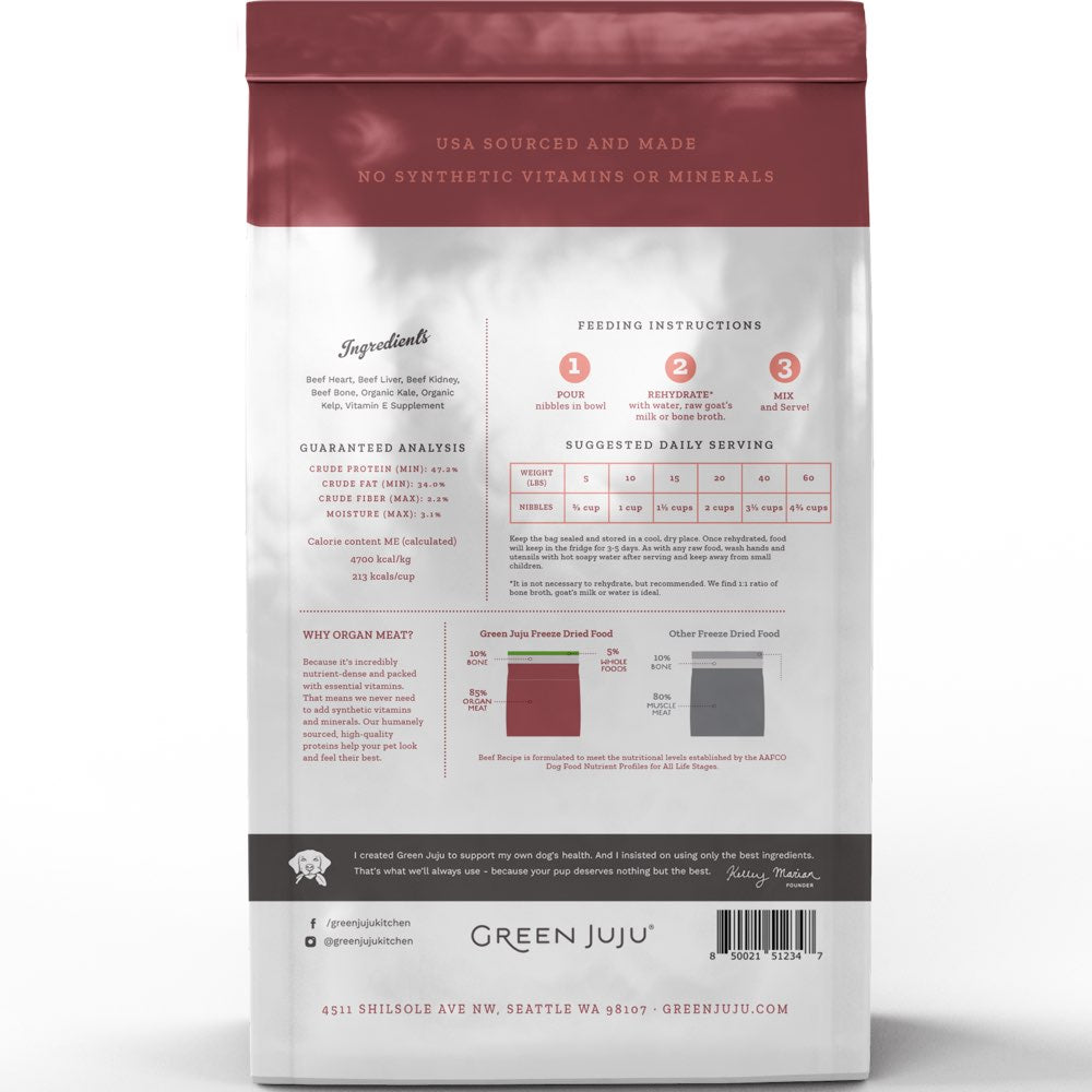 Green Juju Beef Recipe Grain-Free Freeze-Dried Raw Dog Food | Kohepets