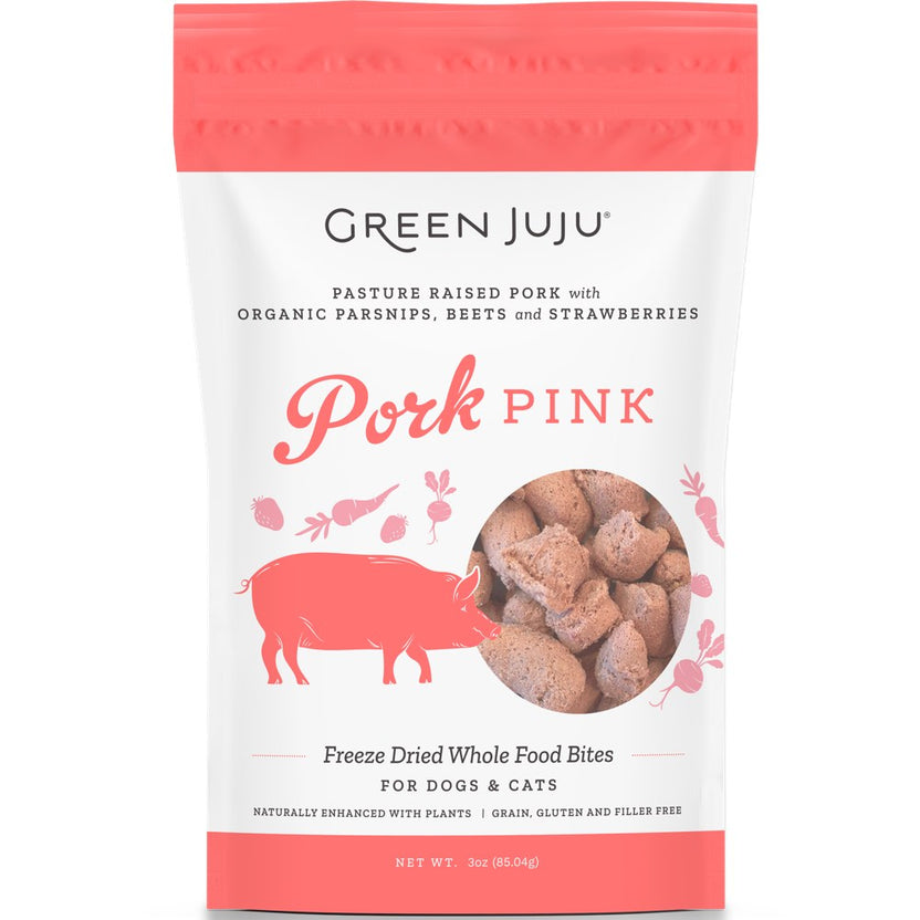 Green Juju Pork Pink Grain-Free Freeze-Dried Raw Treats & Food Toppers ...