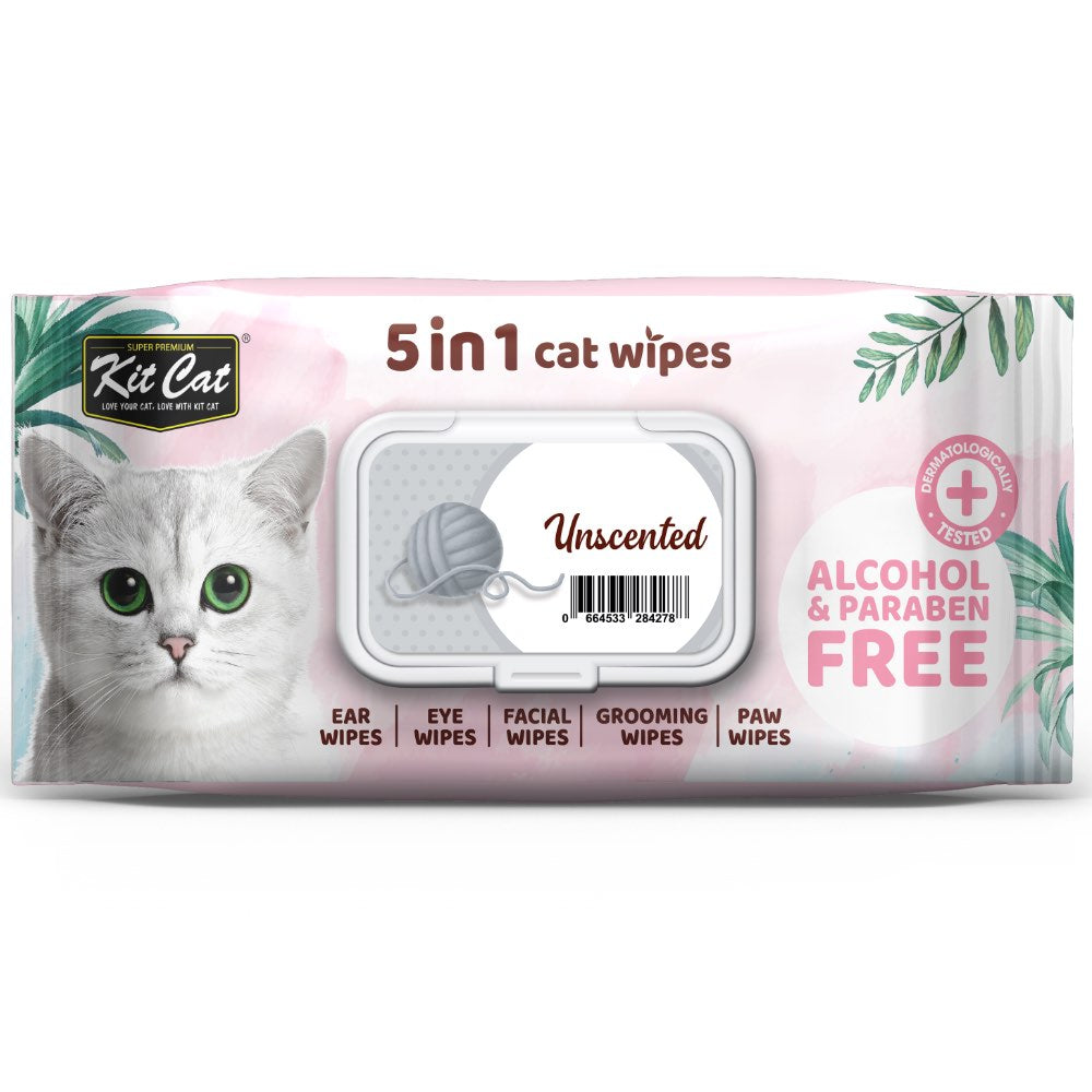 Kit Cat 5-in-1 Unscented Cat Wipes 80pcs | Kohepets