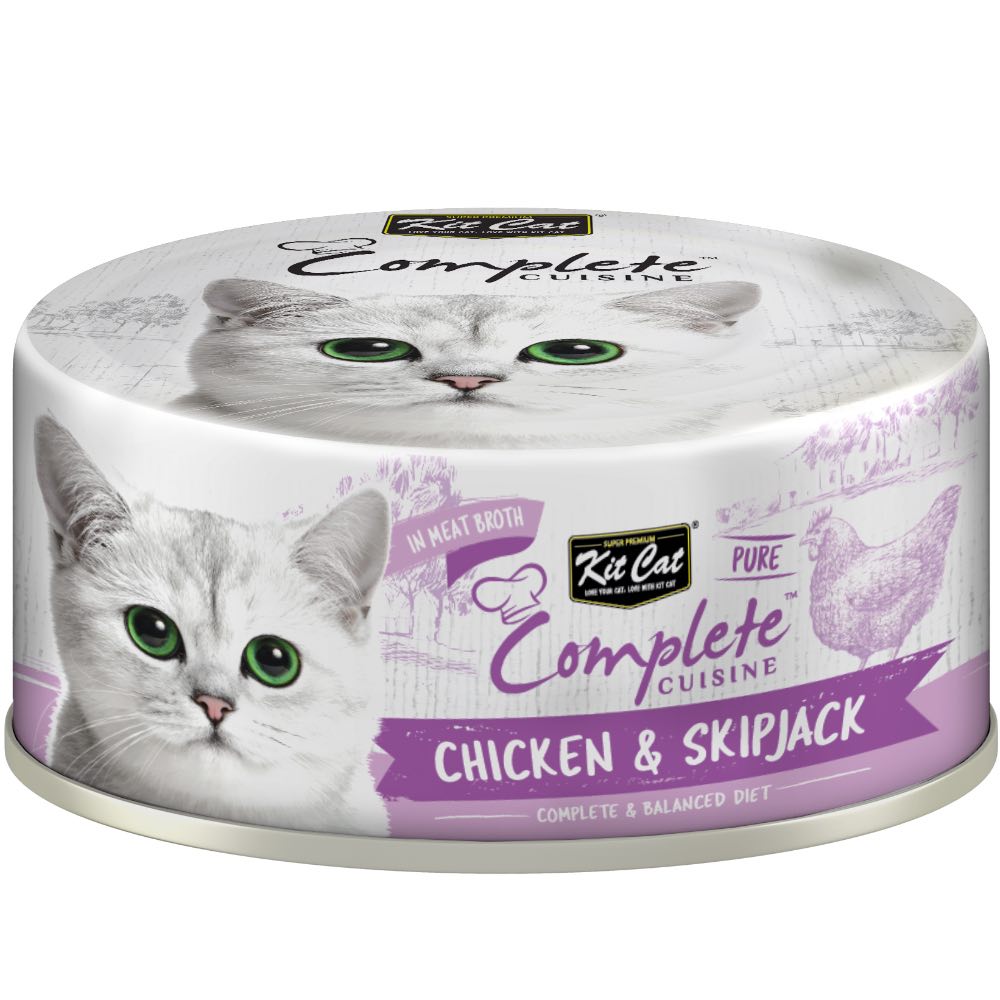 Kit Cat Complete Cuisine Pure Chicken & Skipjack Grain-Free Canned Cat ...