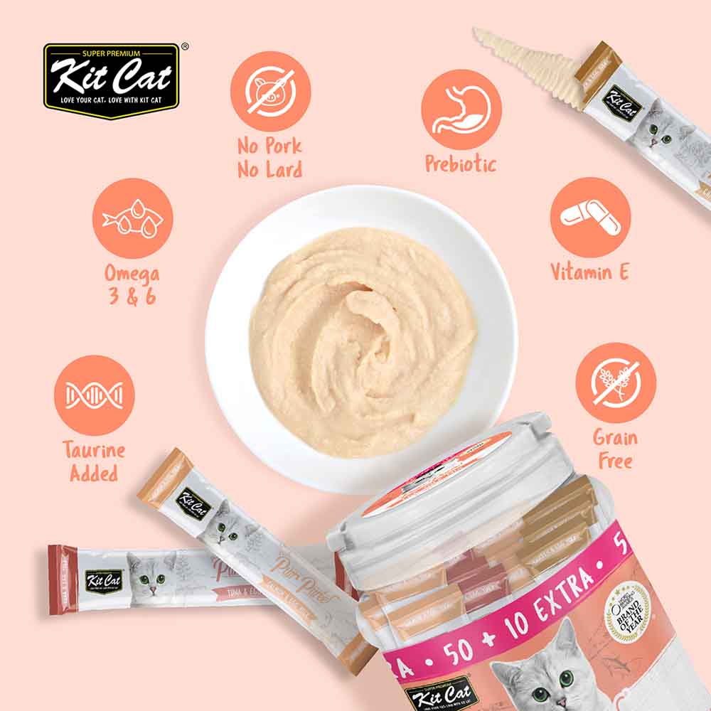 Kit Cat Purr Puree Egg Yolk Mix Assorted Grain-Free Liquid Cat Treats ...