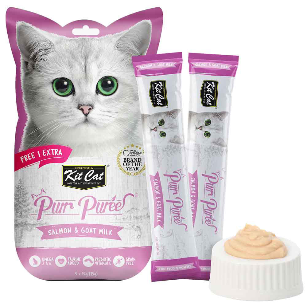 Kit Cat Purr Puree Salmon & Goat Milk Liquid Cat Treats | Kohepets