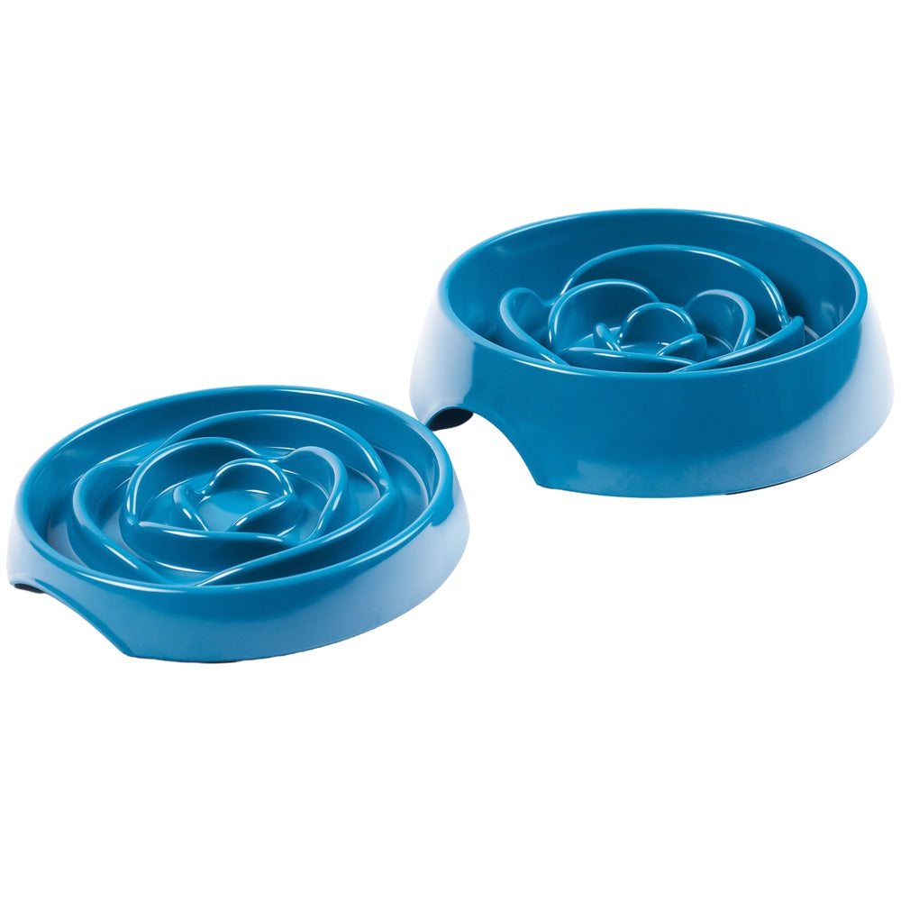Messy Mutts & Cats Interactive Slow Feeder Bowl For Cats & Dogs (Blue ...