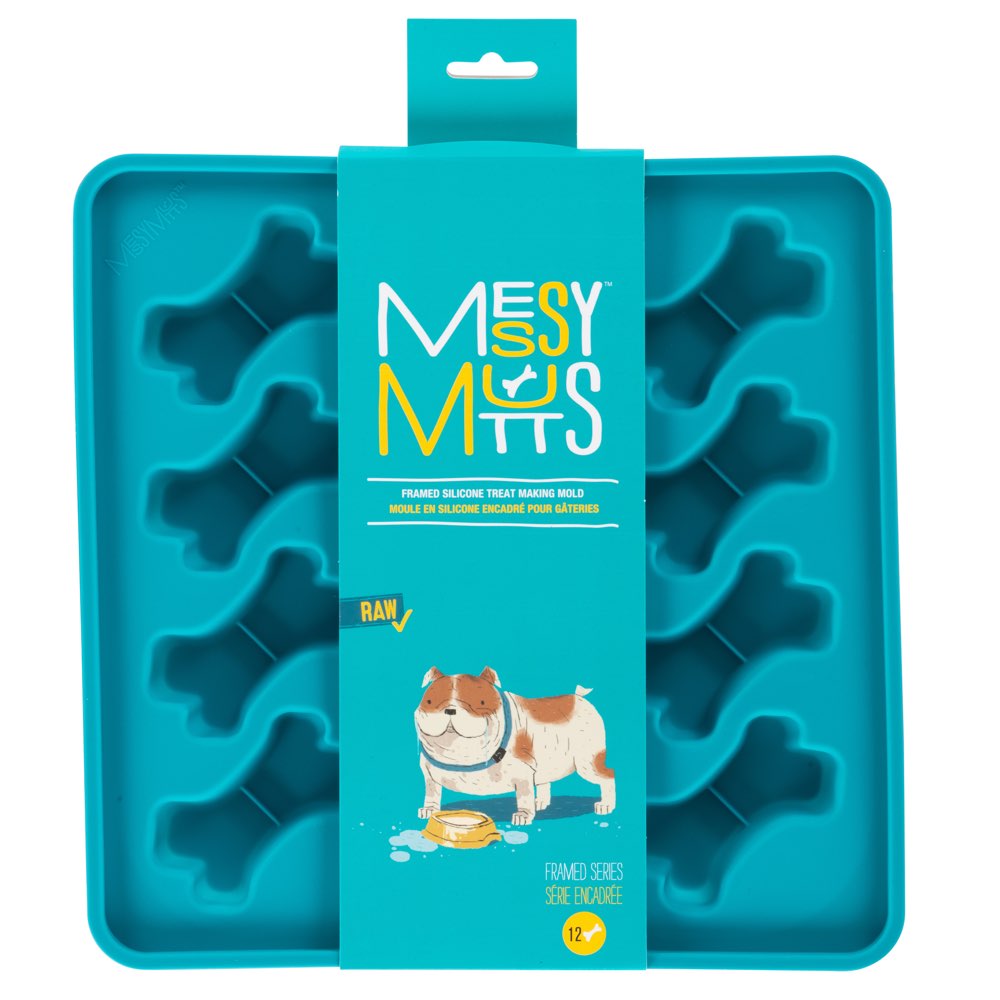 Messy Mutts Framed Silicone Dog Treat Making Mold (12 Bones, Blue ...