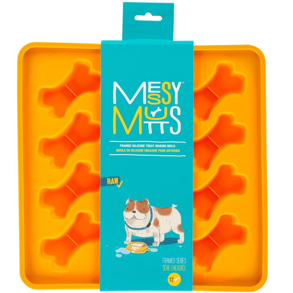 Messy Mutts Framed Silicone Dog Treat Making Mold (12 Bones, Orange ...