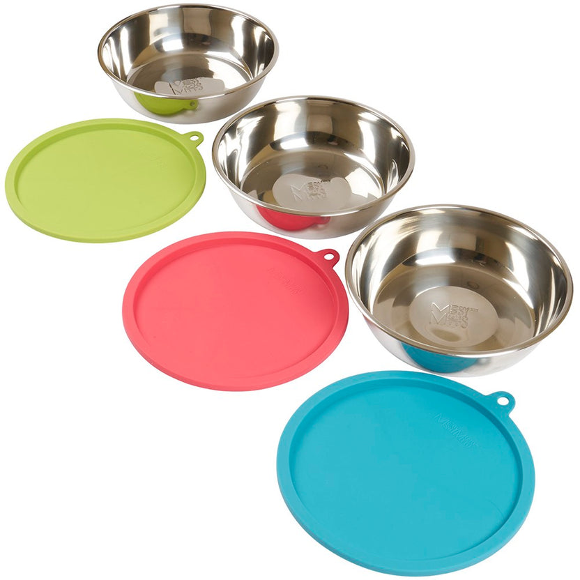 Messy Mutts Stainless Steel Dog Bowls & Silicone Airtight Dog Bowl Lids ...