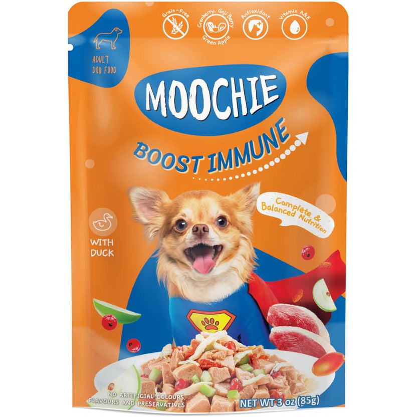 Moochie Boost Immune Duck Grain-Free Adult Pouch Dog Food | Kohepets