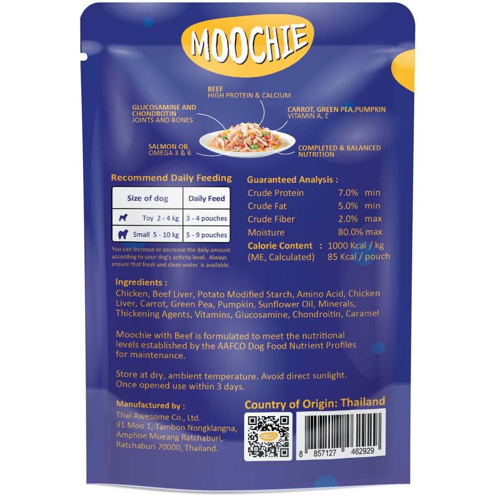 Moochie Fit & Firm Beef Grain-Free Adult Pouch Dog Food 85g x 12 | Kohepets