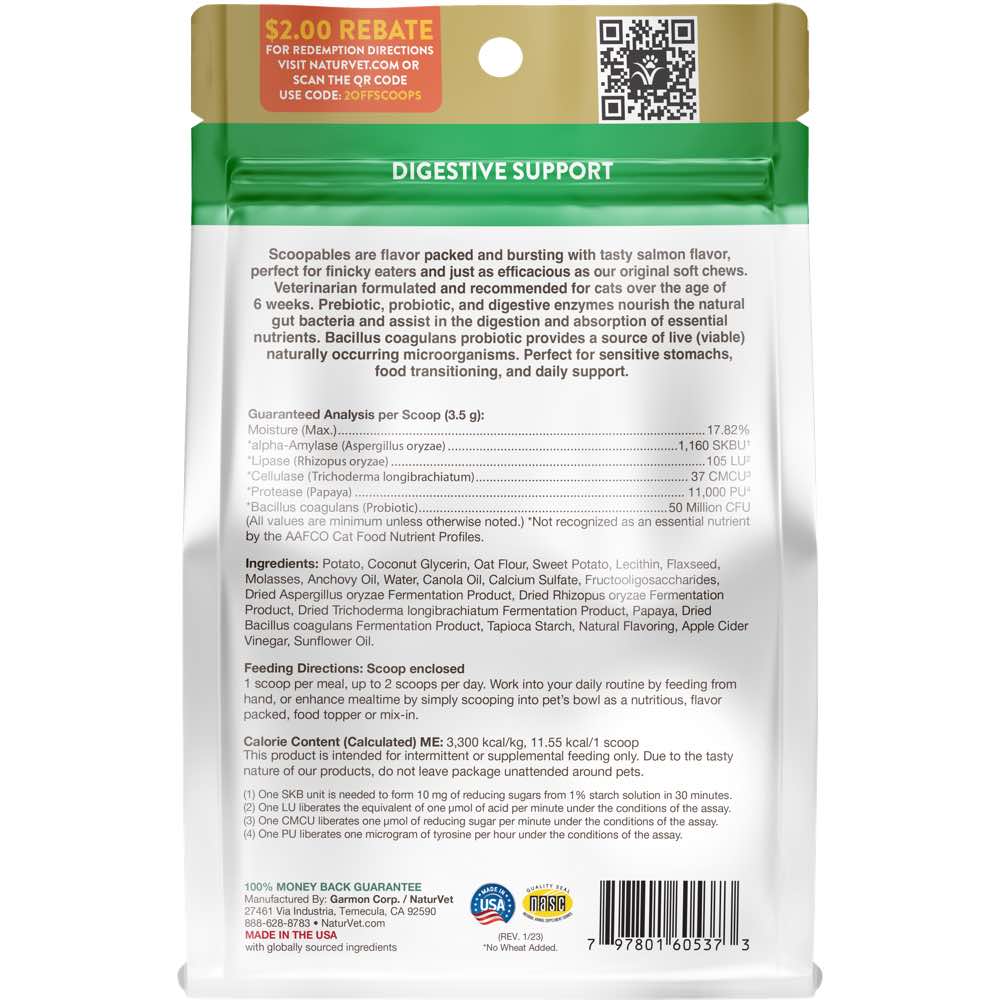 NaturVet Scoopables Digestive Enzymes Digestive Support Cat Supplement ...