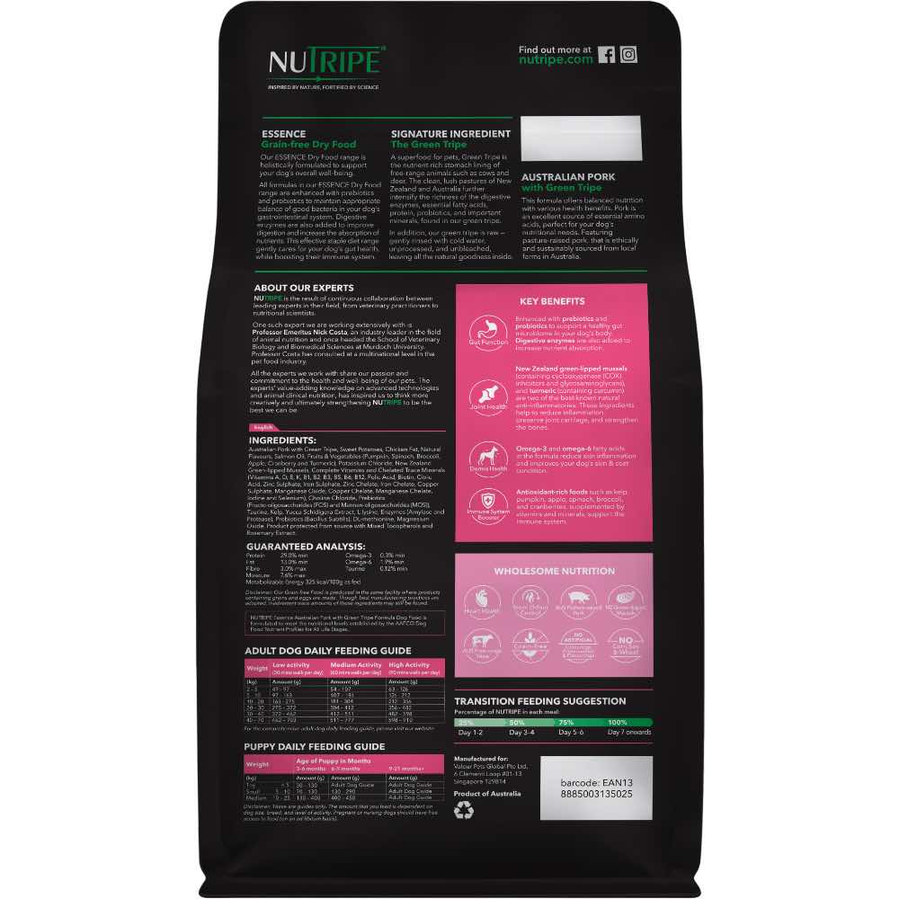 Nutripe Essence Australian Pork with Green Tripe Grain-Free Dry Dog ...