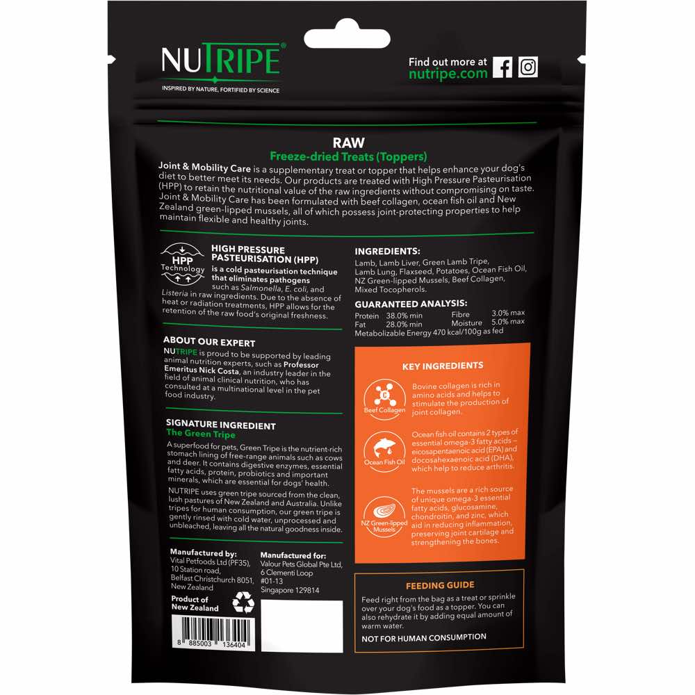 Nutripe Raw Joint & Mobility Care Lamb With Green Tripe Freeze-Dried D ...