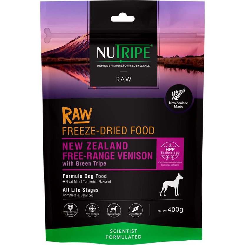 Nutripe Raw NZ Free-Range Venison With Green Tripe Grain-Free Freeze ...