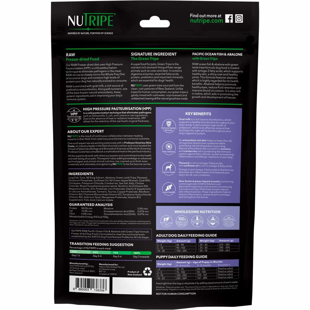 Nutripe Raw Pacific Ocean Fish & Abalone With Green Tripe Grain-Free F ...