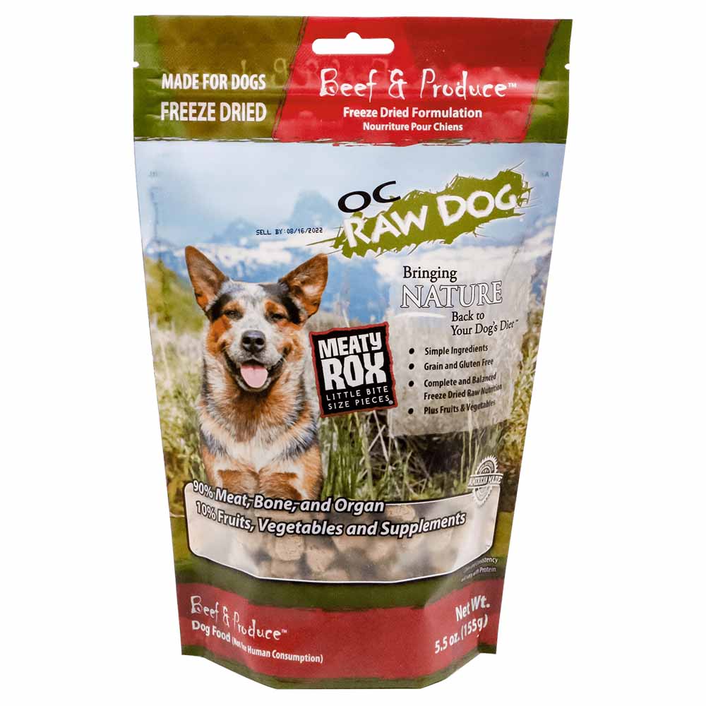 OC Raw Meaty Rox Beef & Produce Grain-Free Freeze-Dried Raw Dog Food ...