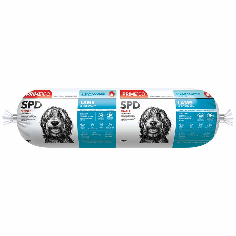 Prime100 SPD Lamb & Rosemary Grain Free Cooked Roll Dog Food 2kg | Kohepets