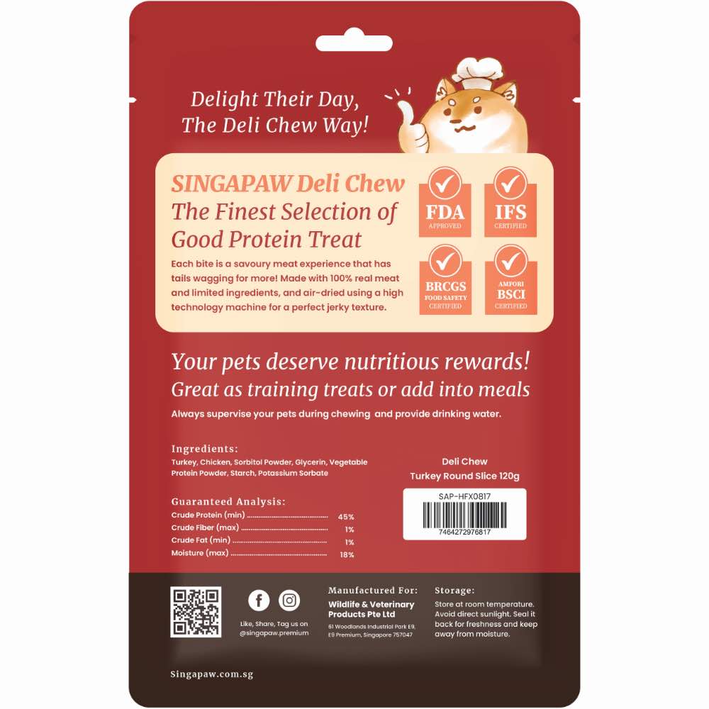 Singapaw Deli Chew Turkey Round Slice Dog Treats | Kohepets