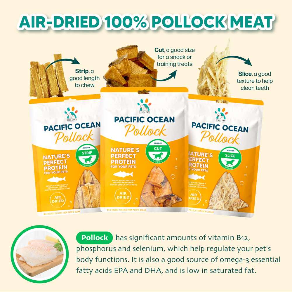 Singapaw Pacific Ocean Pollock Cut Air-Dried Dog Treats | Kohepets