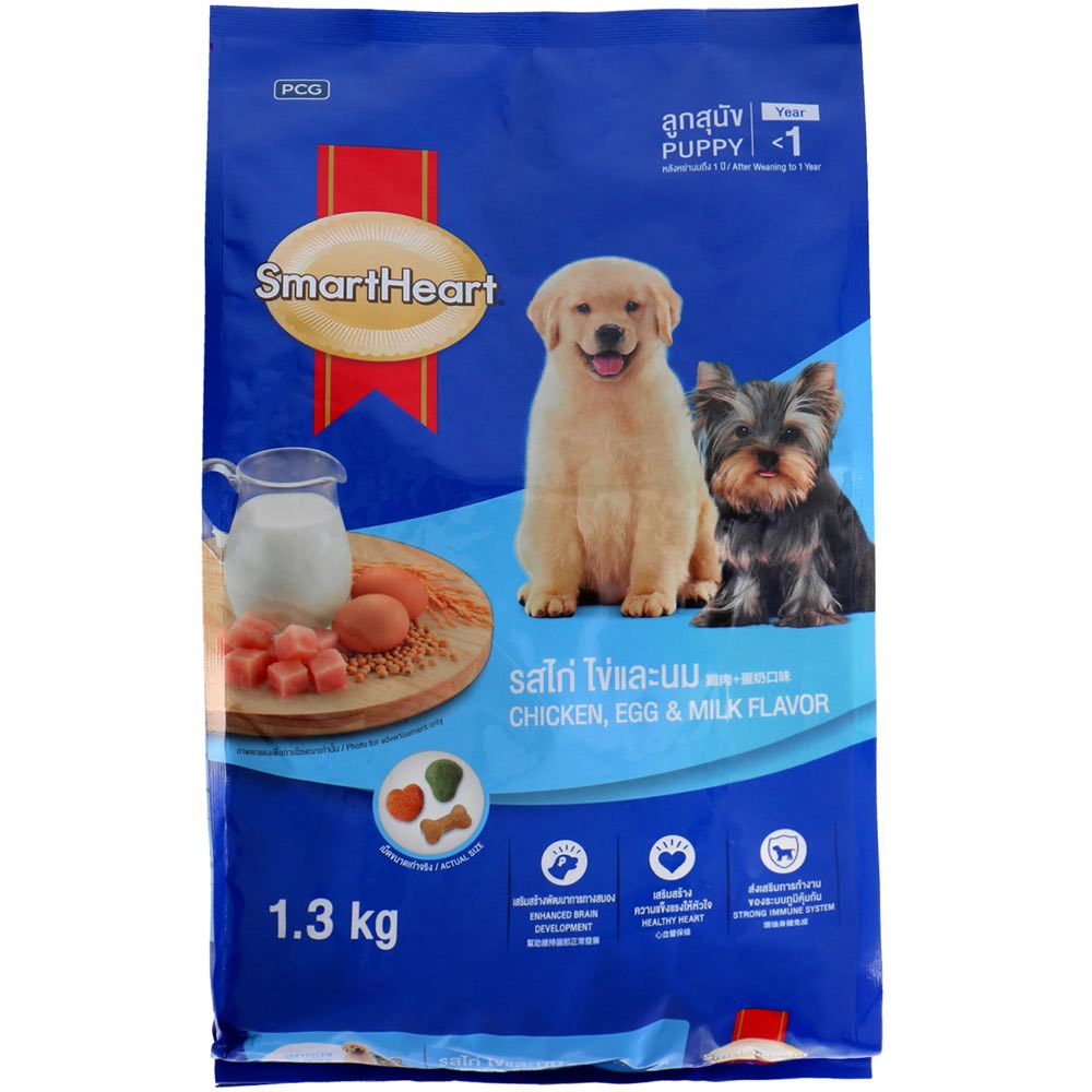 Smartheart Chicken, Egg & Milk Flavor Puppy Dry Dog Food 1.3kg | Kohepets