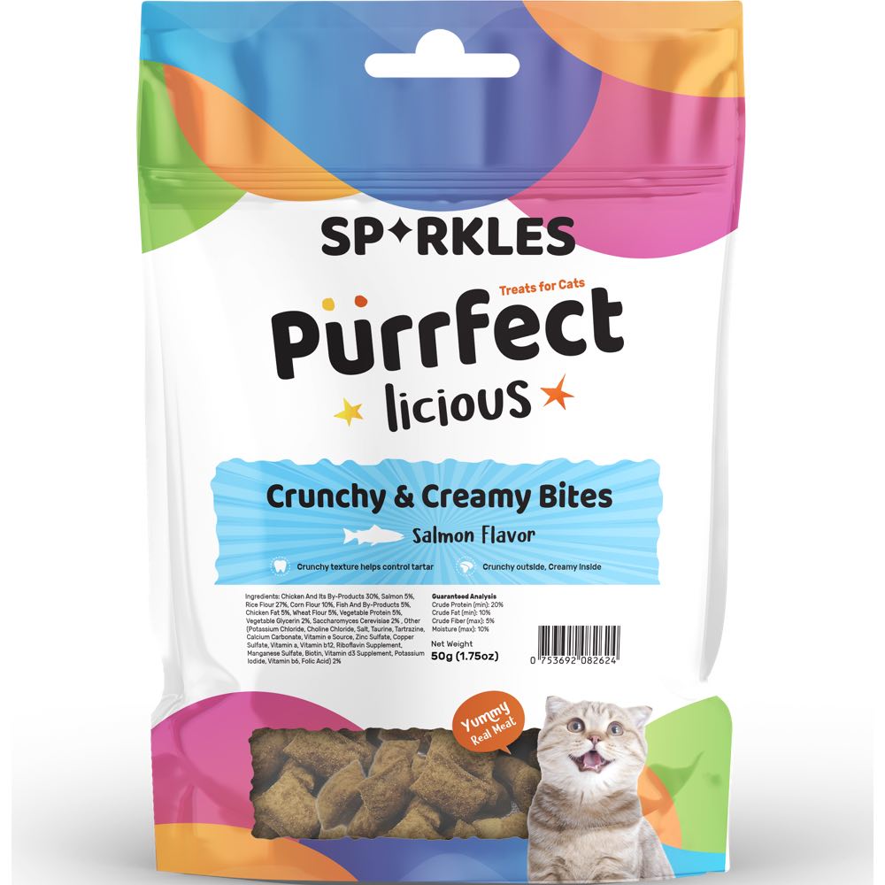 Sparkles Purrfectlicious Crunchy & Creamy Bites Salmon Cat Treats ...