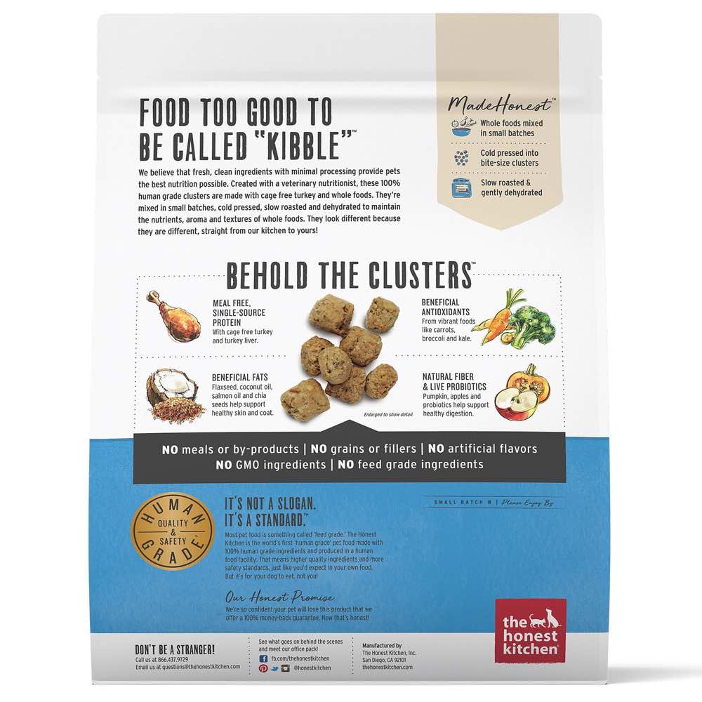 The Honest Kitchen Whole Food Clusters Turkey Grain-Free Dry Dog Food ...