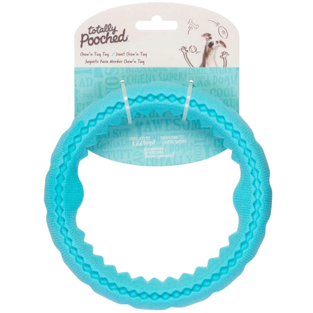 Totally Pooched Chew'n Tug Foam Rubber Ring Dog Toy (Teal) | Kohepets