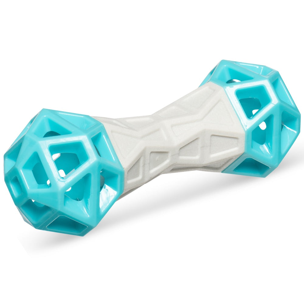 Totally Pooched Flex'n Squeak Rubber Dumbbell Dog Toy (Teal) | Kohepets