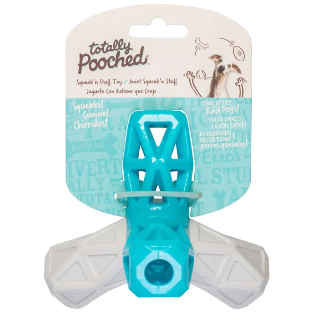 Totally Pooched Squeak'n Stuff Rubber Pyramid Dog Toy (Teal) | Kohepets