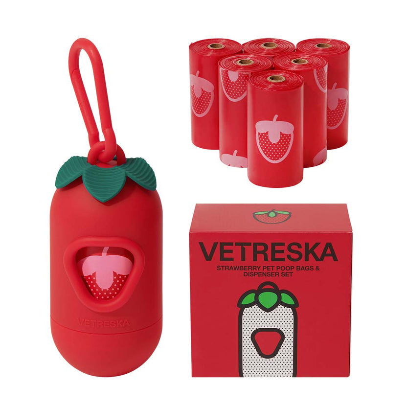 VETRESKA Strawberry Dog Poop Bag Dispenser Set | Kohepets
