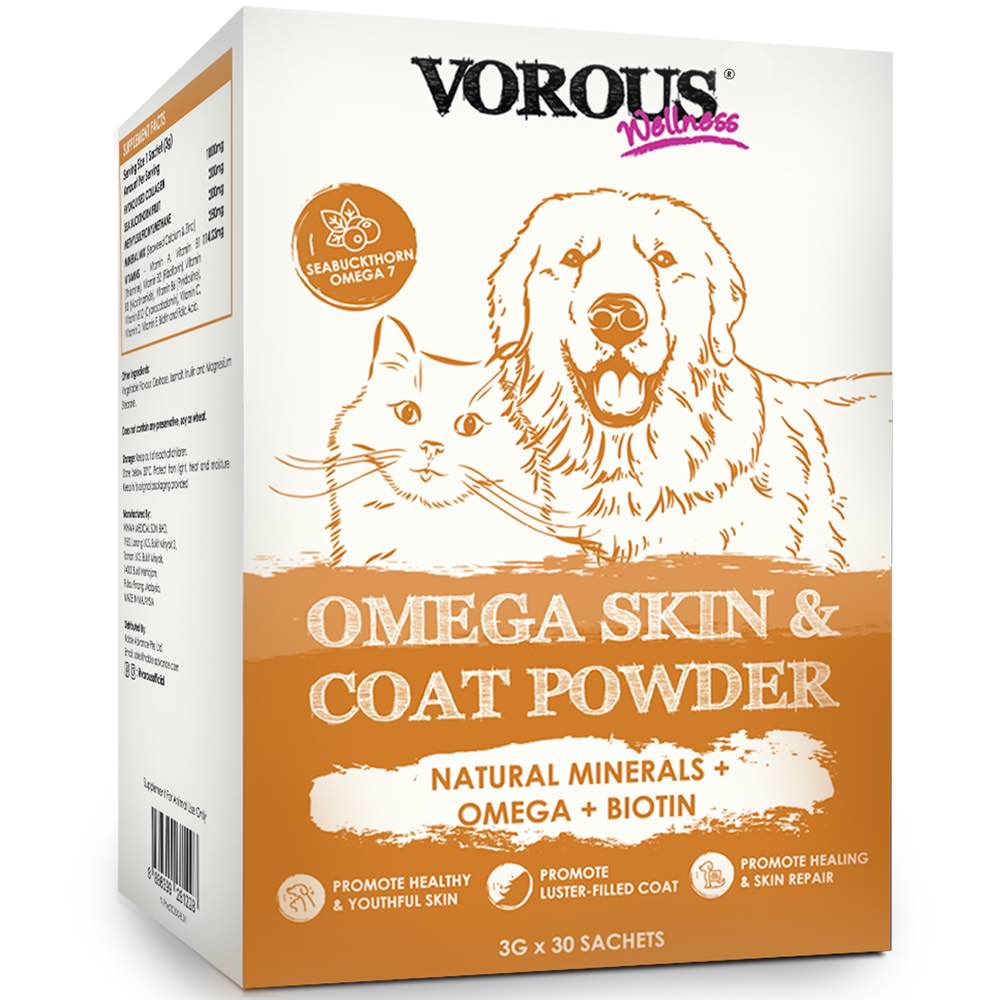 Vorous Omega Skin & Coat Powder Supplement For Cats & Dogs 90g | Kohepets