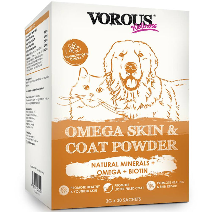 Vorous Omega Skin & Coat Powder Supplement For Cats & Dogs 90g | Kohepets