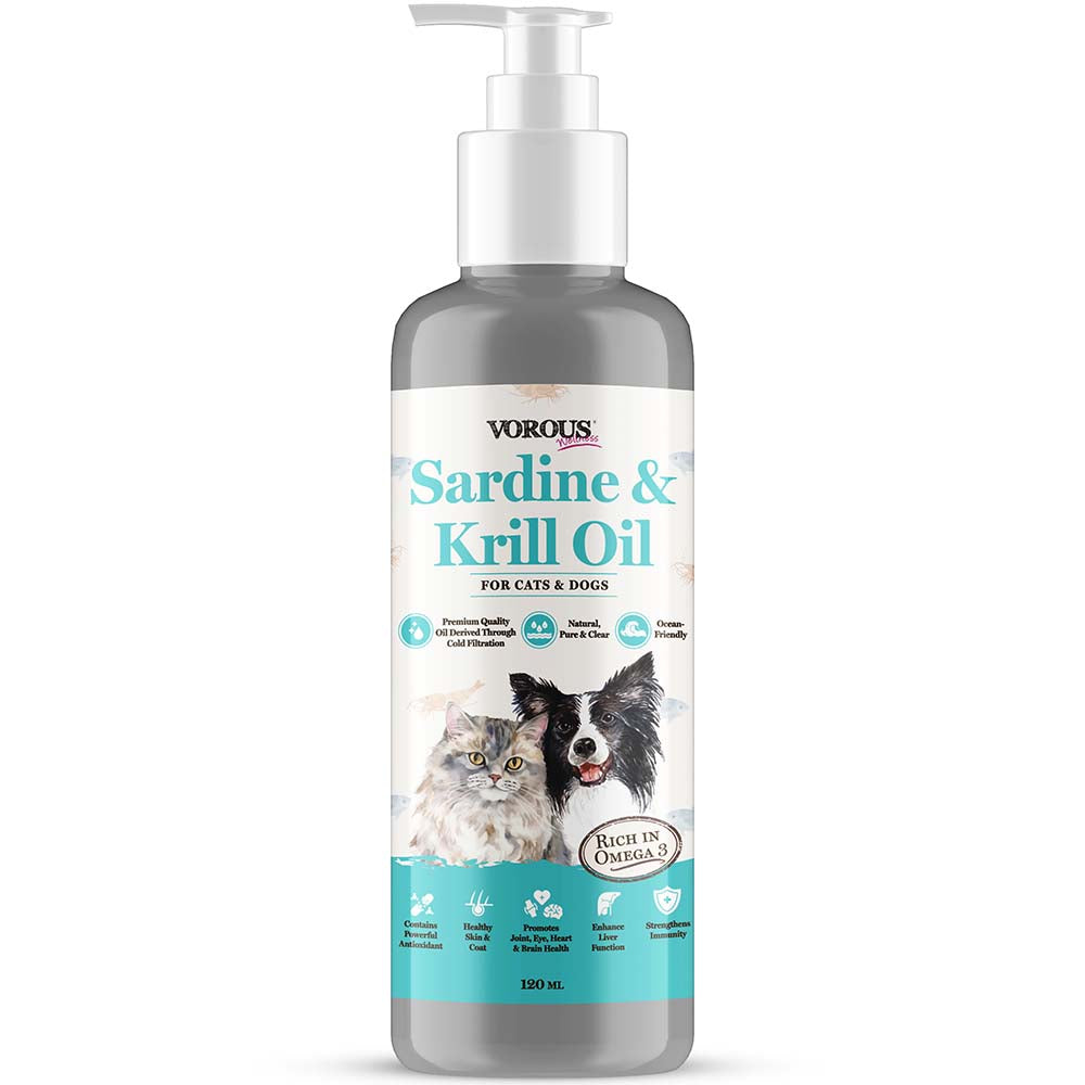 Vorous Wellness Sardine & Krill Oil Supplement for Cats & Dogs 120ml ...