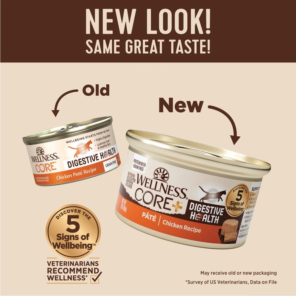 Wellness Core Digestive Health Chicken Pate Grain-Free Canned Cat Food ...